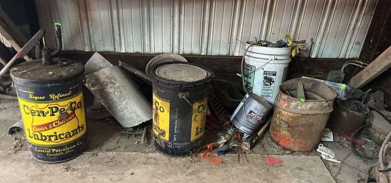 Cenpeco grease buckets and misc scrap as shown in pictures under bench ...