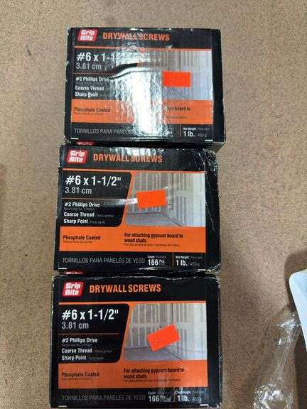 3- boxes Grip-Rite #6 x 1-1/4 in. #2 Phillips Bugle Head Coarse Thread ...