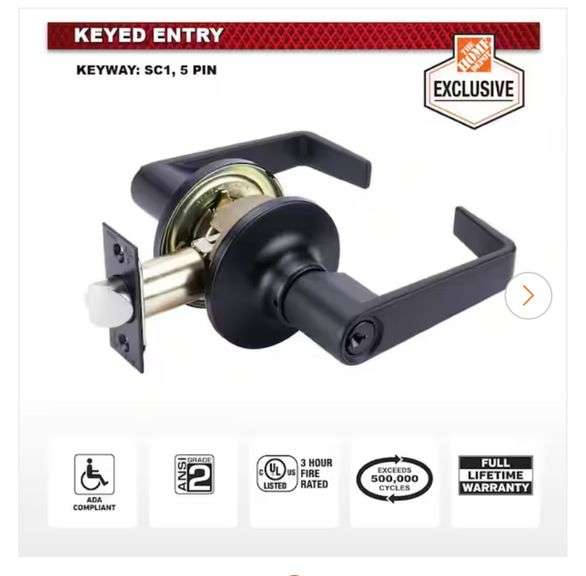 Universal Hardware Light Duty Commercial Entry Lever, ADA, UL 3-Hour ...