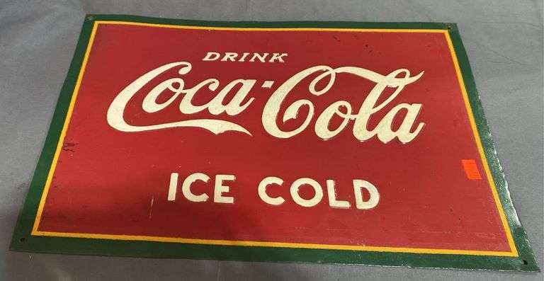 Vintage Drink Coca-Cola "Ice Cold" Aluminum Sign 16" x 11" - Metzger ...