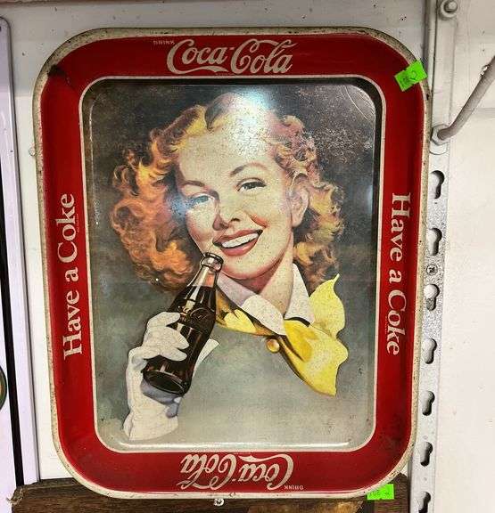 Drink Coca-Cola "Have a Coke" tray 10.5x13" and wood panel with "For ...