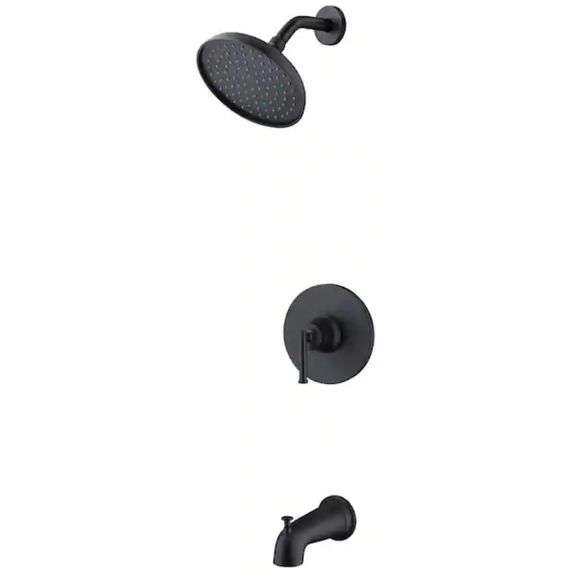 Oswell Single Handle 1-Spray Tub and Shower Faucet 1.8 GPM in Matte ...