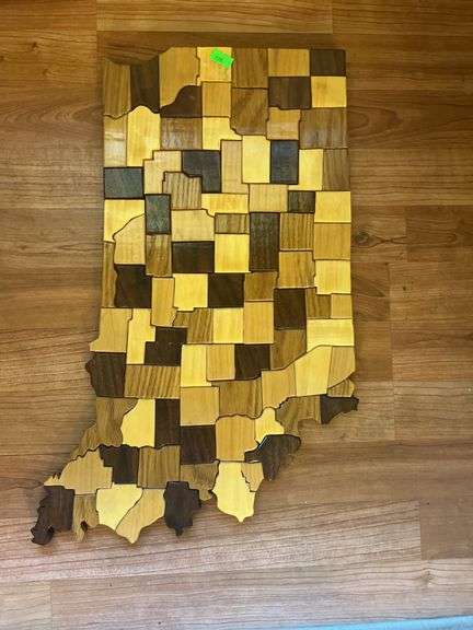 State of Indiana Wood Wall Decor made of Walnut, Oak, Aspen, Maple 13.5 ...