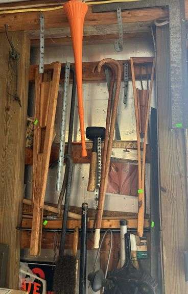 Canes, Yardstick, Misc. Contents on wall as shown in pictures - Metzger ...