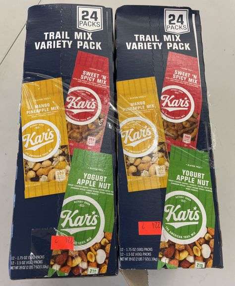 (2) 24ct Kars trail mix variety snack packs - Metzger Property Services ...