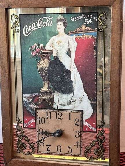 Coca-Cola mirror battery operated clock 9x13" - Metzger Property ...