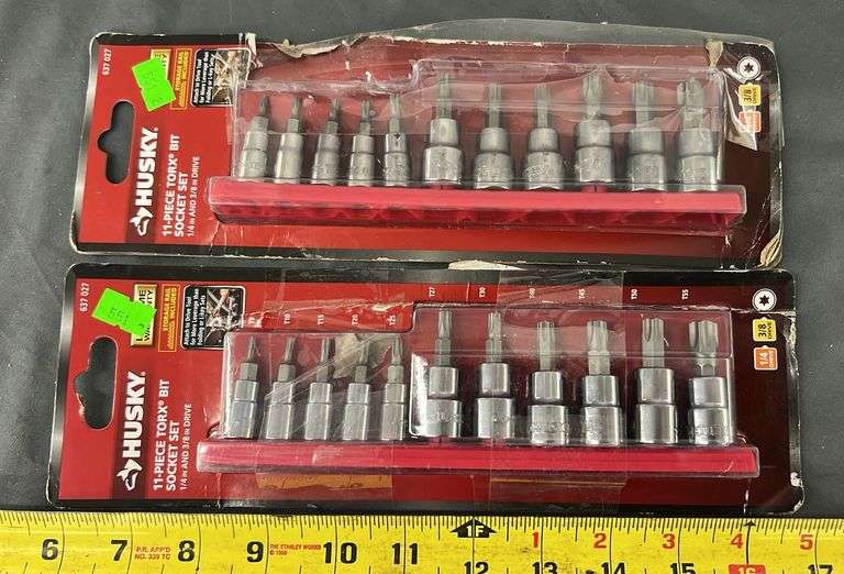 Two - Husky 11-Piece Torx Bit Socket Set 1/4”-3/8” - Metzger Property ...