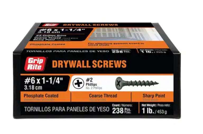 3- boxes Grip-Rite #6 x 1-1/4 in. #2 Phillips Bugle Head Coarse Thread ...