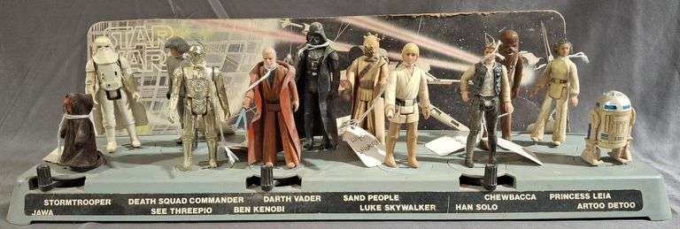 Star Wars Action Figures w/ Plastic Display Stand -- Stormtrooper, Jawa ...