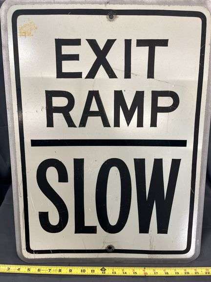 Exit Ramp Slow Aluminum Road Sign 18x24" - Metzger Property Services, LLC