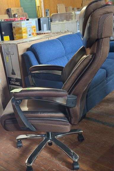 Leather office chair, sticker residue on back 30x48" - Metzger Property ...