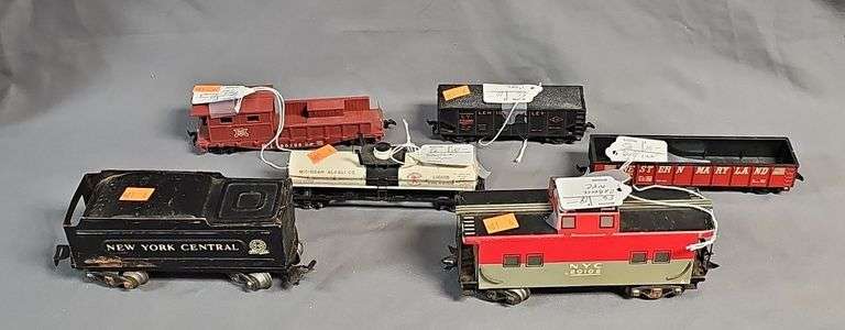 6 - Metal Train Cars inc. Caboose NYC, Rock Island Car, Tanker Car 4.5 ...