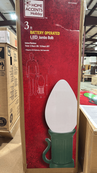 Home Accents Holiday 3 ft. Battery Operated LED Jumbo White Bulb ...