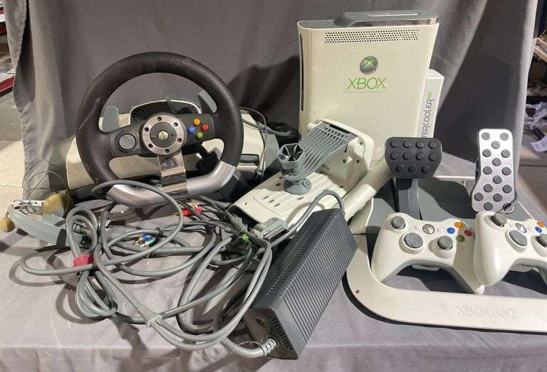 Xbox 360, Racing Wheel Steering Wheel, Two Controllers, Remote & Pedals ...