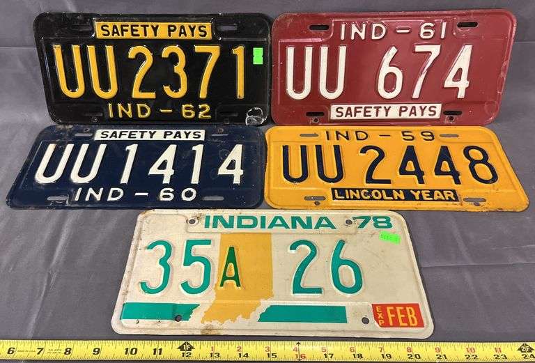 Indiana License Plates inc. '59, 60, 61, 62, 78 - Metzger Property ...