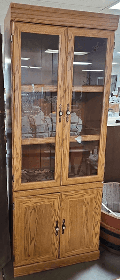 Wood display cabinet with lower storage 30x16x78 - Metzger Property Services, LLC