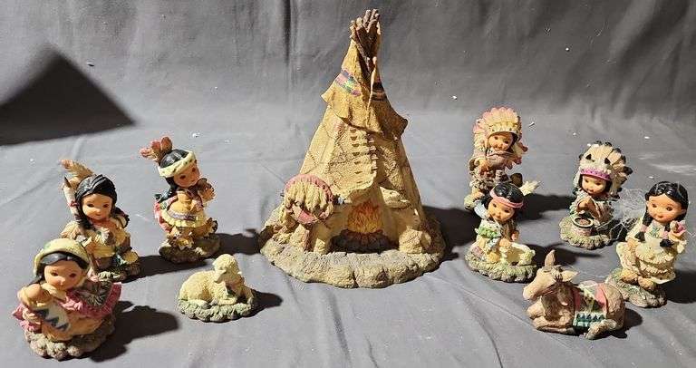 Heritage 10 PC. Resin Handpainted Indian Nativity Set (appears complete ...