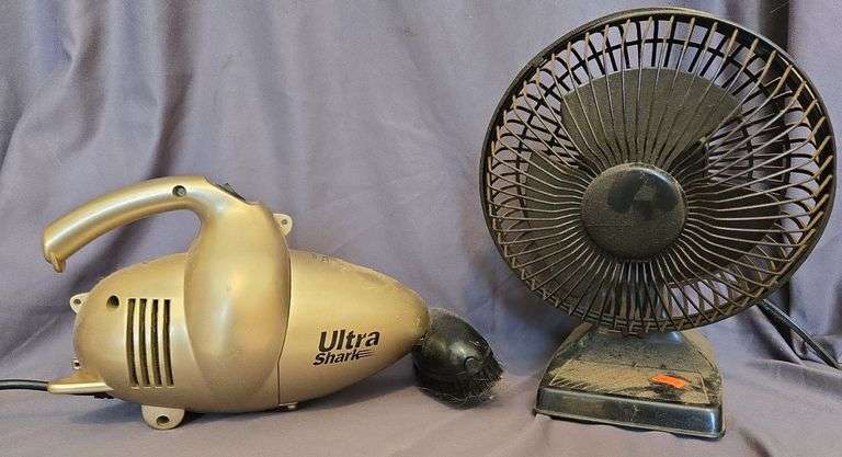 Ultra Shark Hand Vacuum Cleaner, Model EP366, 12", Black Desk Fan Model ...