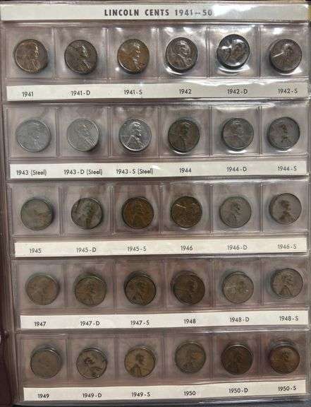 1941-1977 Lincoln Cent Collection Book (96 Coins) - Metzger Property ...