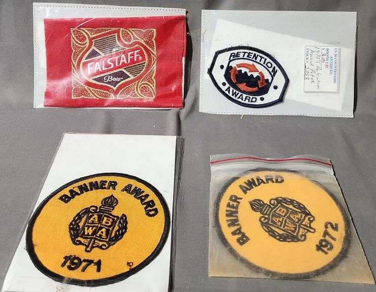 (4) Iron on Patches inc. Banner Award 1971 & 72, Falstaff Beer ...