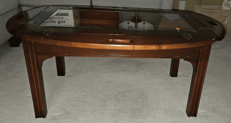 Peters Revington Solid Cherry Oval Glass Top Tea Table, Beveled Glass ...