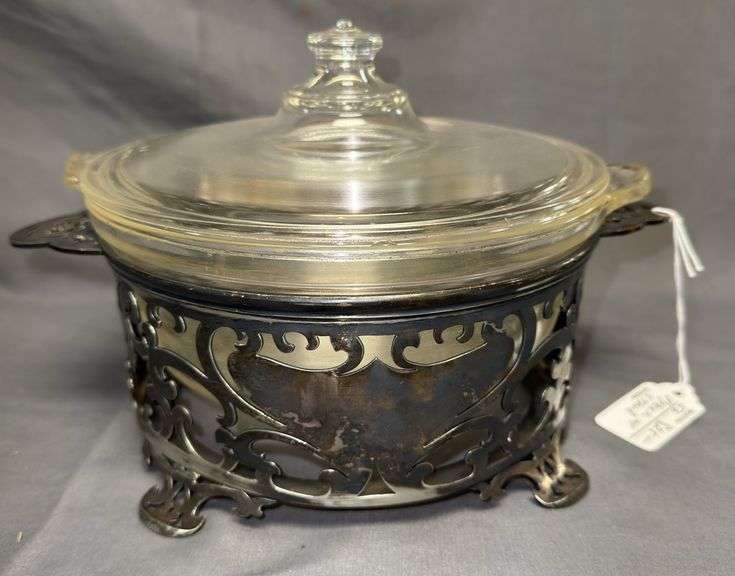 Pyrex dish with silverplate carrier - Metzger Property Services, LLC