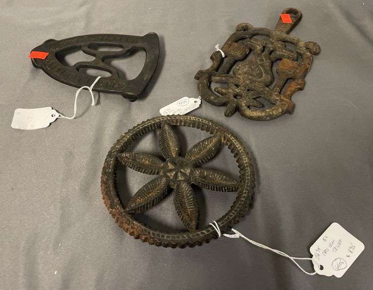 (3) Cast Iron Trivets 5" - 8" - Metzger Property Services, LLC