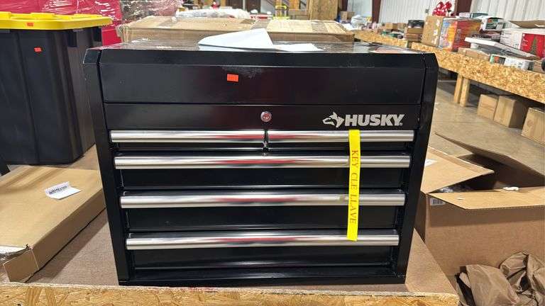 Husky Tool Storage 26 in. W x 16 in. D 5-Drawer Gloss Black Top Tool ...