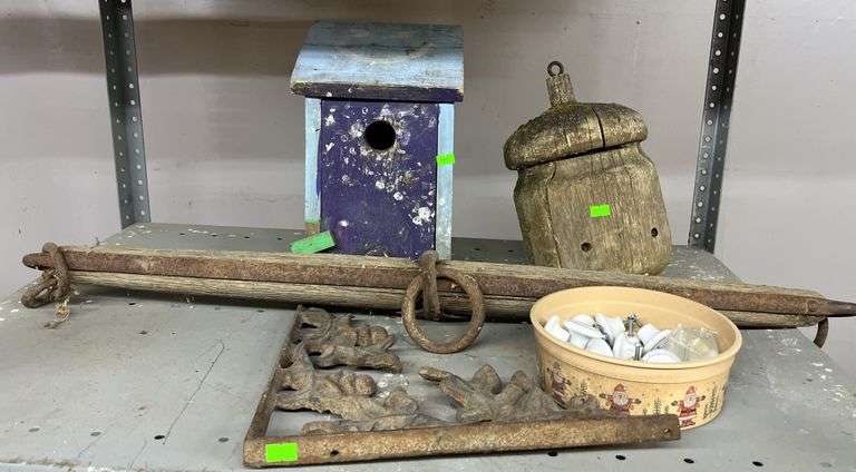Birdhouses, yoke, cast iron bracket & knob pulls 12" - Metzger Property ...
