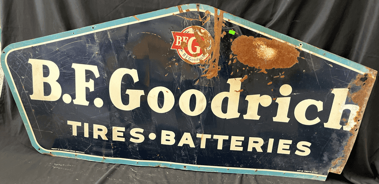 B.F. Goodrich Tires • Batteries Steel Sign with Damage, AM9-48, 54x24 ...