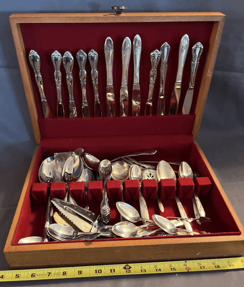 International Stainless and Silverplate flatware assortment with case ...