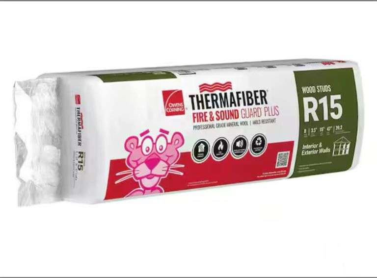 Owens Corning 15 in. x 47 in. R15 Thermafiber Fire and Sound Guard Plus ...