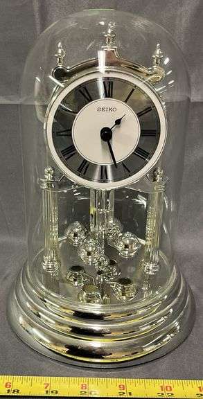 Seiko Glass Dome and Plastic Base Battery Operated Anniversary Clock ...