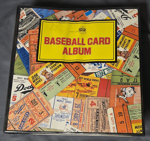 Baseball trading card assortment in binder including Topps, Pinnacle ...