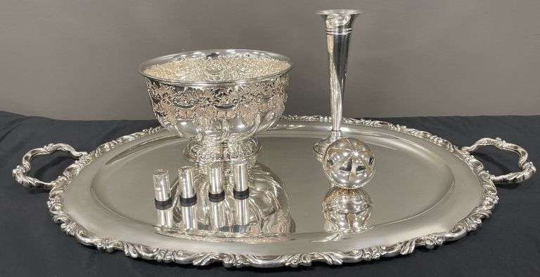 Sterling 930 oval handled serving platter 26”x16”, Viners Ltd hand ...