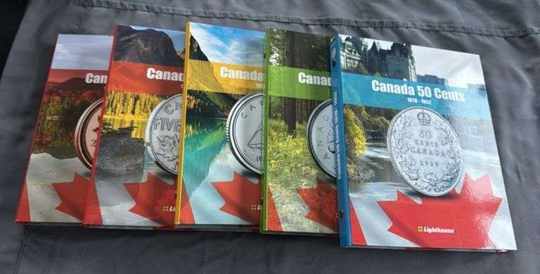 5 Canadian Coin Books - 1 Cent, 5 Cent, 10 Cent, 25 Cent, 50 Cent (174 ...