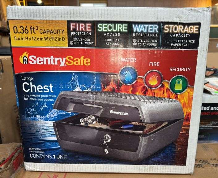 Sentry safe large chest capacity 0.36 cu.ft. in sealed box - Metzger ...