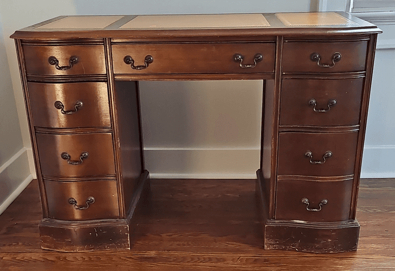 Mid Century 8-Drawer Ladies Writing Desk, Leather Inserts on Top ...