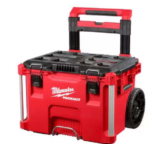 Milwaukee PACKOUT 22 in. Rolling Modular Tool Box Black/Red - Metzger ...