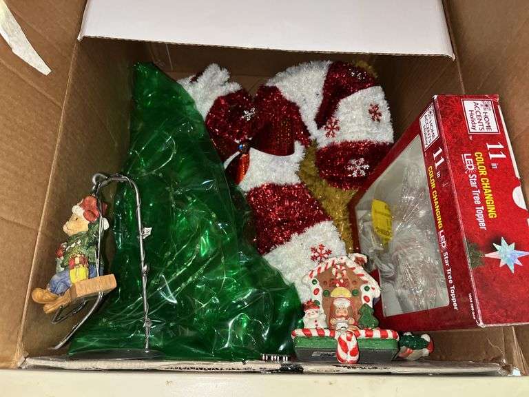 Christmas decor assortment inc. star tree topper and figurines ...