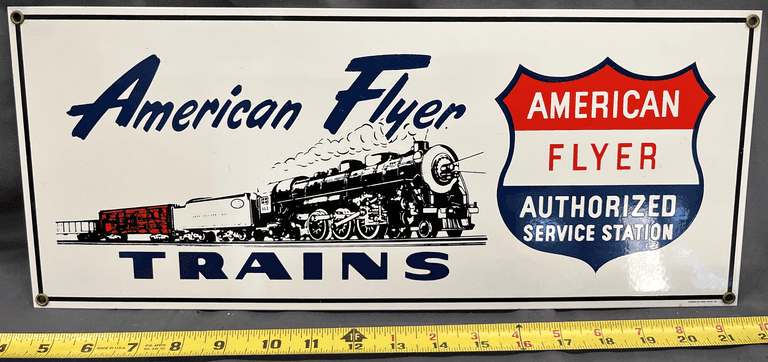 American Flyer Trains by Lionel Trains Ande Rooney Porcelain Sign 7x18 ...