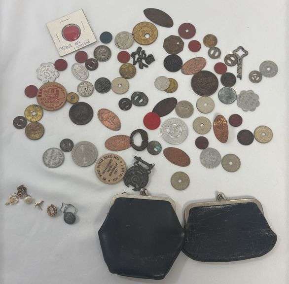 Tokens, Advertising, Bus Fare, pendant, Key, Button, Pin, Coin Purse ...