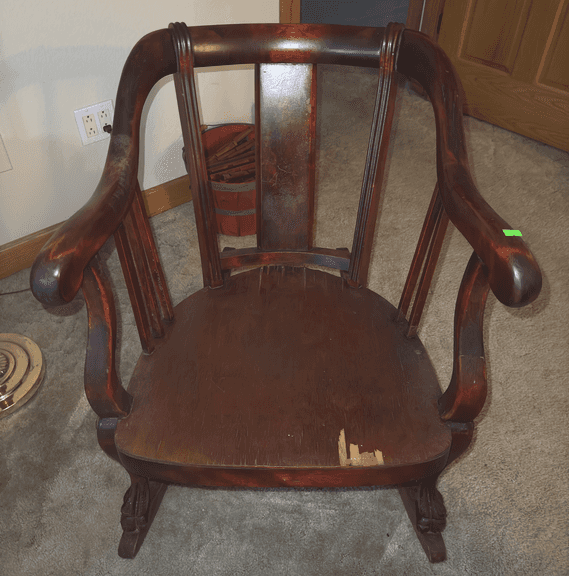 Barrel back rocking chair (has veneer damage) - Metzger Property ...