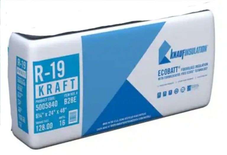 Knauf Insulation R-19 EcoBatt Kraft Faced Fiberglass Insulation Batt 24 ...