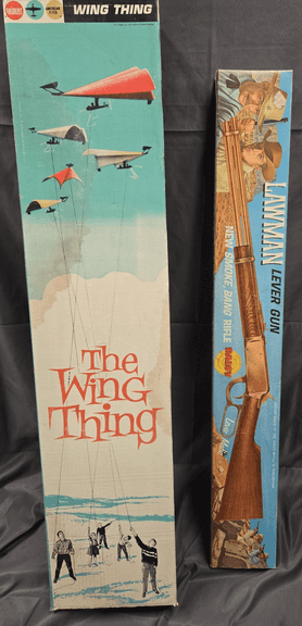 Daisy Lawman Lever Gun Box 34" Lgth. (Box only) & Gilbert The Wing Thing Box 37" (Box only ...