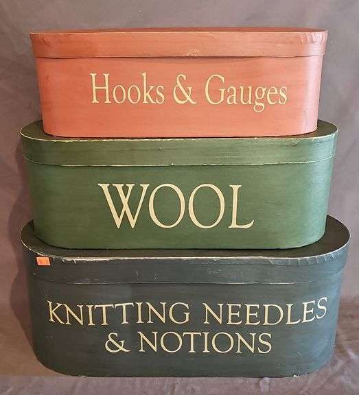Knitting Needles & Notions Storage Container 19”, Wool Container 17.5 ...