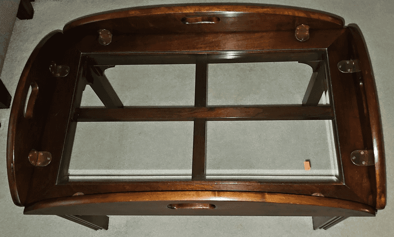 Peters Revington Solid Cherry Oval Glass Top Tea Table, Beveled Glass ...