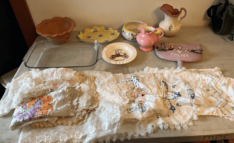 Pitchers, baking dish, Welcome decor, planter, linens & misc. - Metzger ...