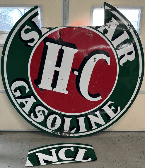 Sinclair Gasoline H-C Porcelain Round Double Sided Sign - Has Cutout ...