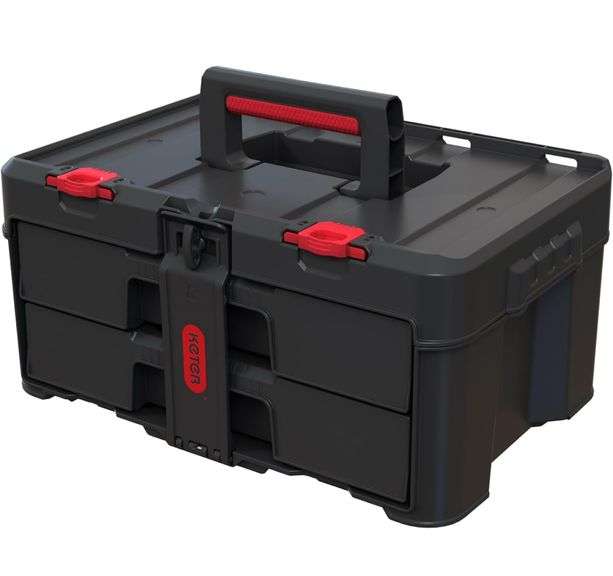Keter Stack-n-Roll Two Drawer Tool Box for Small Parts and Power Tool ...